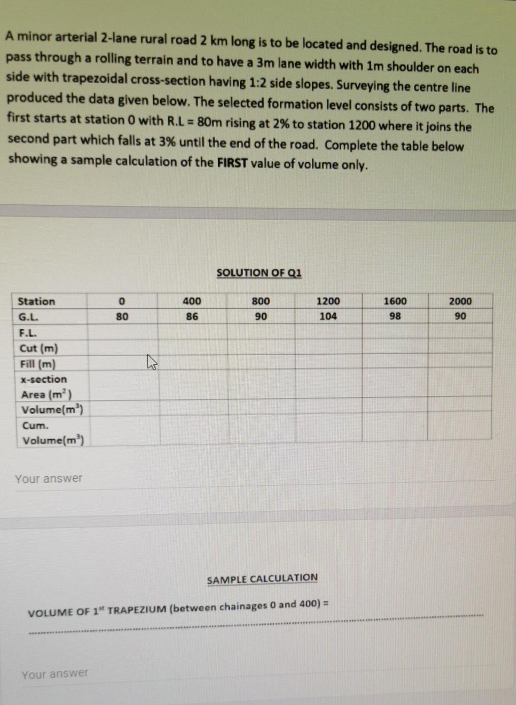 Solved A minor arterial 2-lane rural road 2 km long is to be | Chegg.com