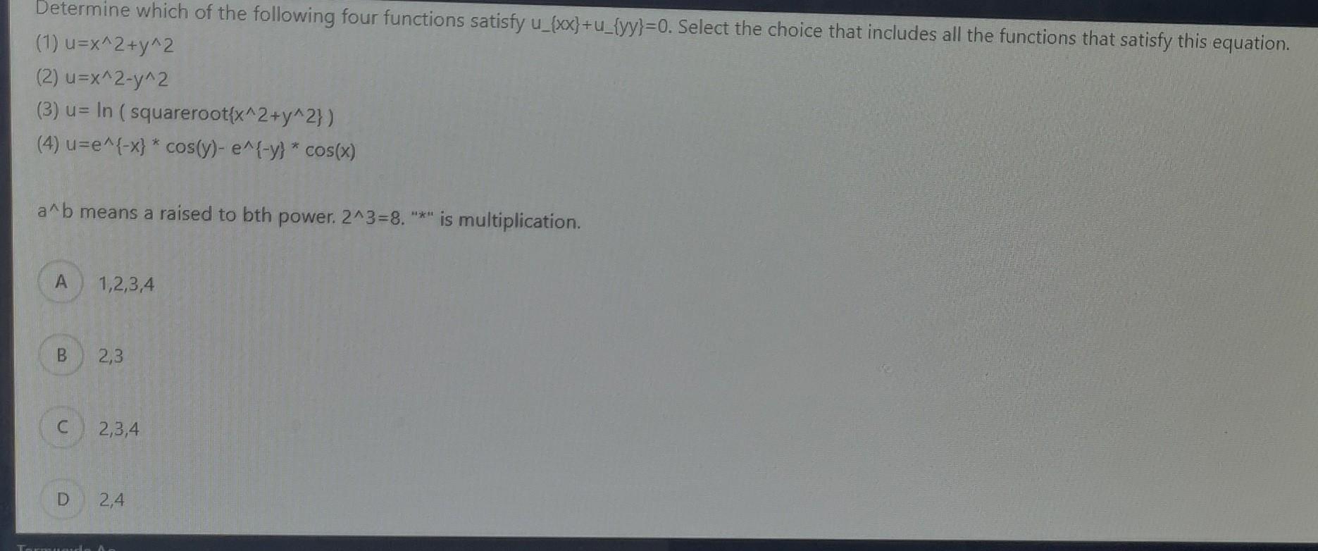 Solved Determine which of the following four functions | Chegg.com
