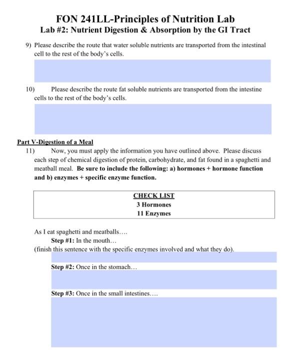 Solved FON 241LL-Principles of Nutrition Lab Lab \#2: | Chegg.com