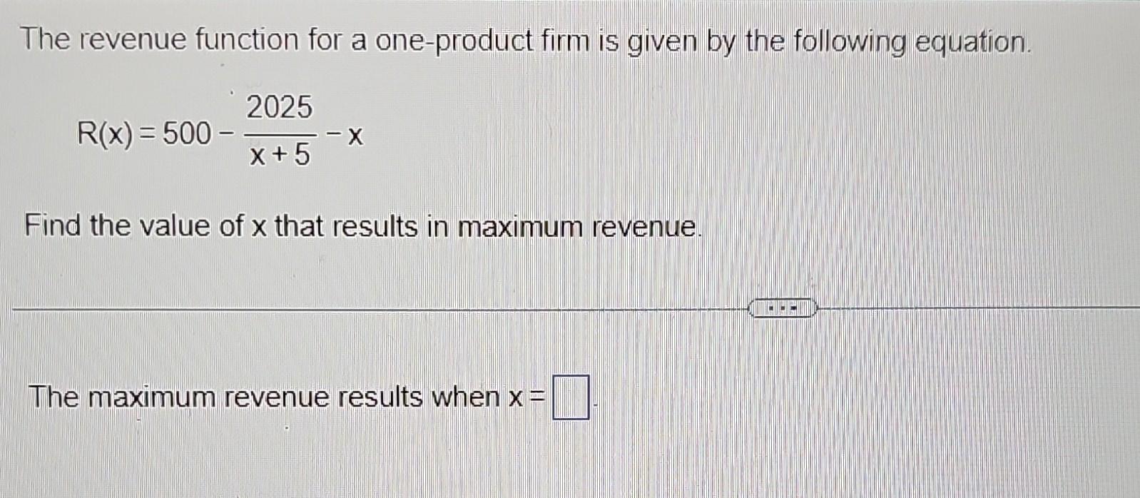 Solved The revenue function for a one-product firm is given | Chegg.com