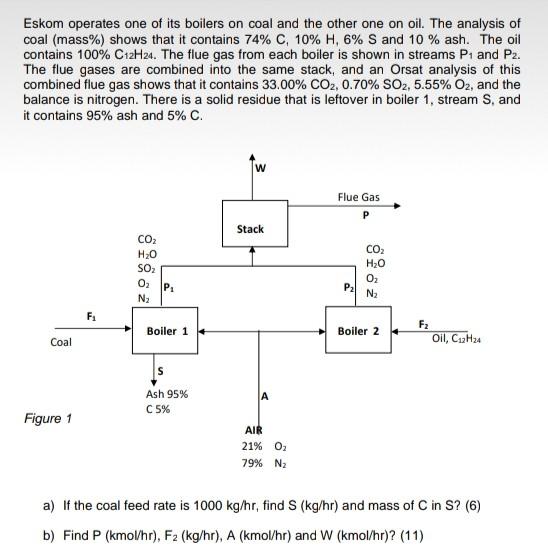 Solved Eskom operates one of its boilers on coal and the | Chegg.com