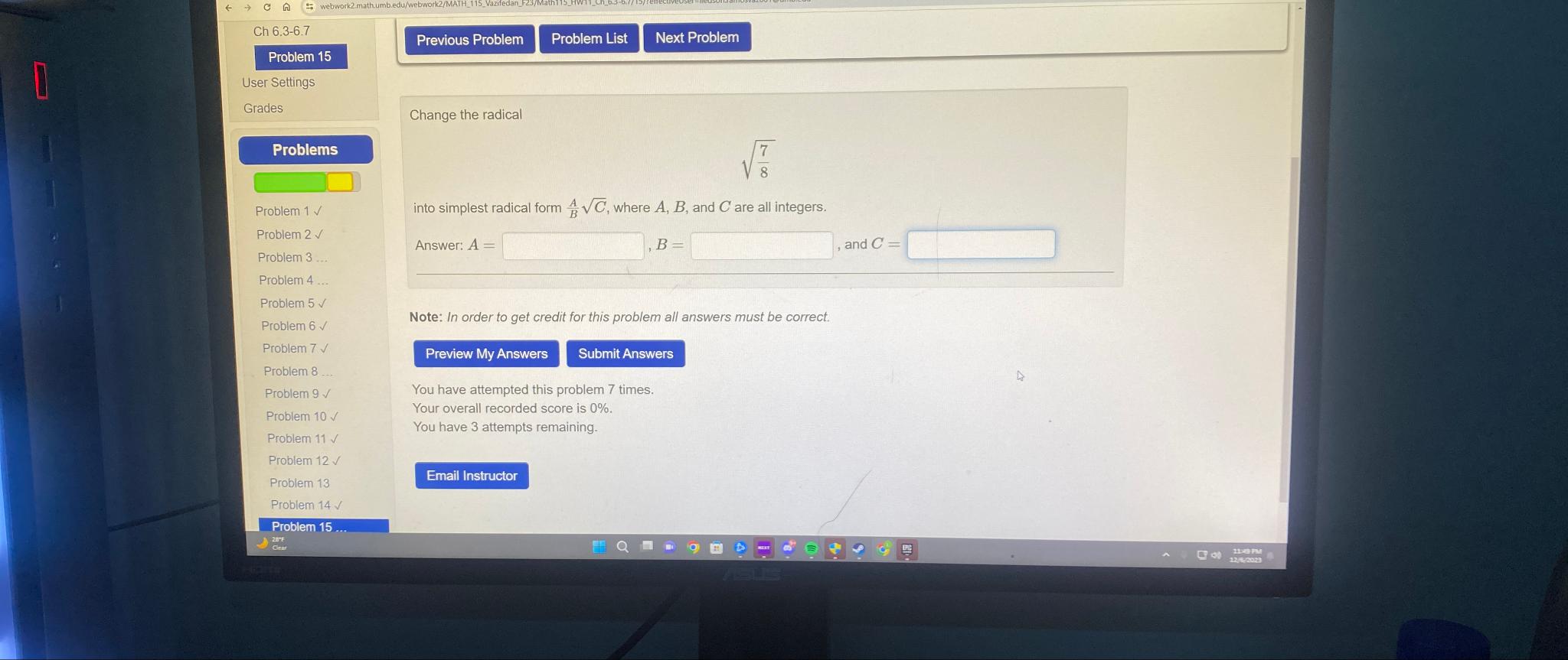 Solved vCh 6.3-6.7Previous ProblemProblem 15User | Chegg.com