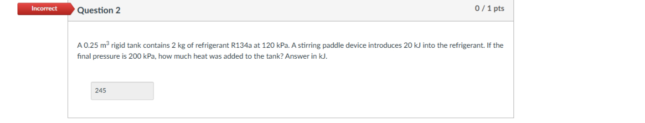 Solved Question 201 ﻿ptsA 0.25m3 ﻿rigid tank contains 2 ﻿kg | Chegg.com