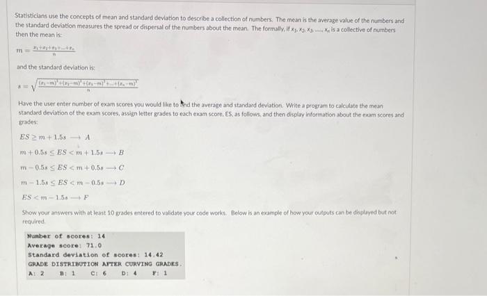 Solved Statisticians use the concepts of mean and standard | Chegg.com