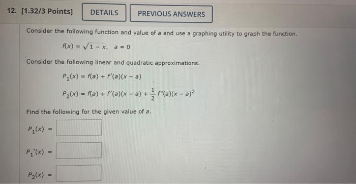 Solved Consider The Following Function And Value Of A 