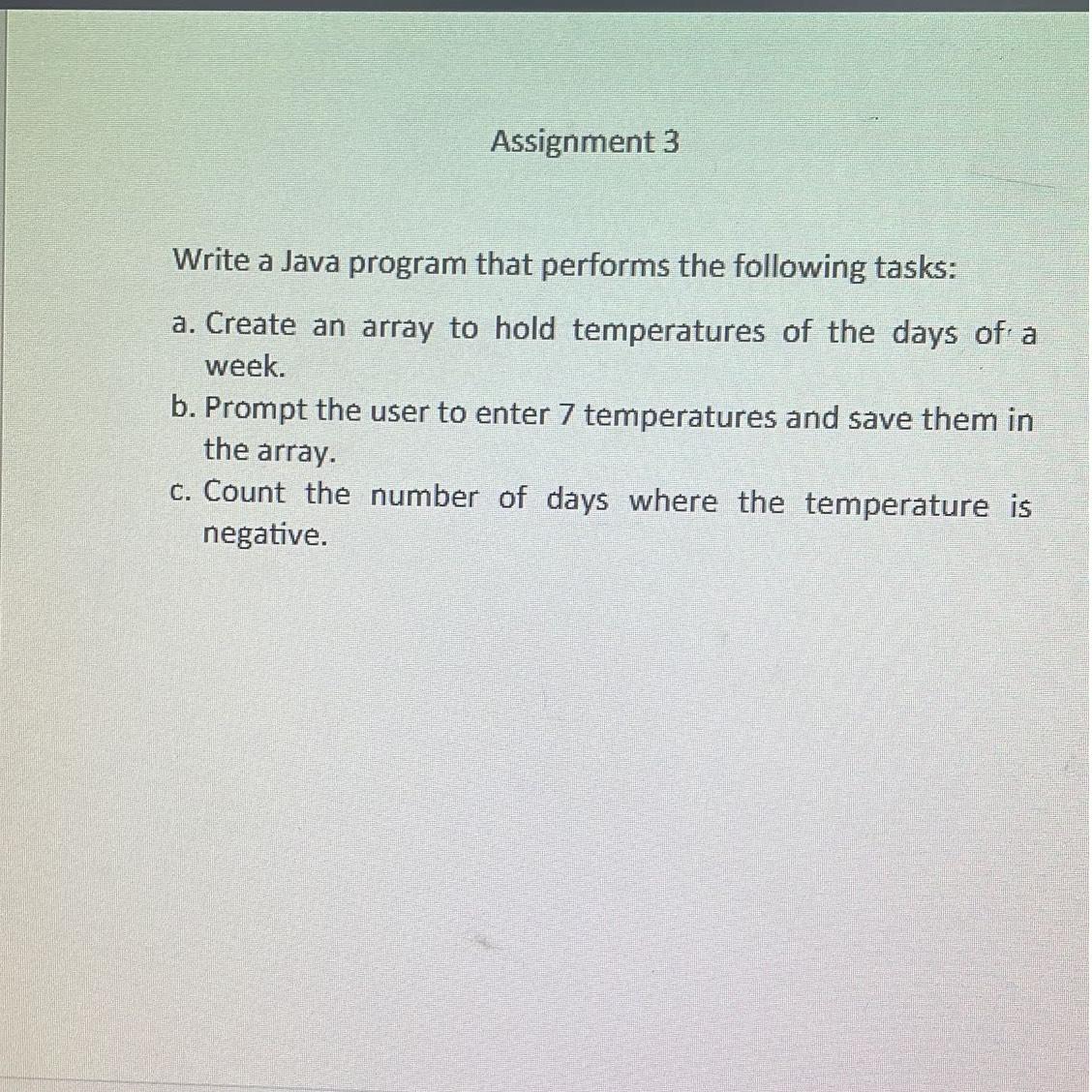 Solved Assignment 3Write a Java program that performs the | Chegg.com
