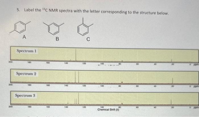 Solved 5. Label the 13C NMR spectra with the letter | Chegg.com