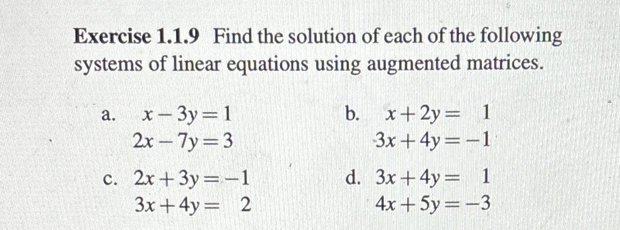 Solved Find the solution of each of the following systems of | Chegg.com