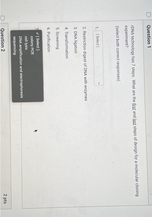 rDNA technology has 7 steps. What are the first and | Chegg.com