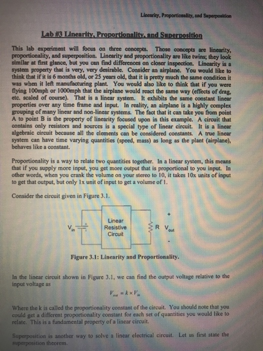 Solved Linearity, Proportionality, and Superposition Lab #3 | Chegg.com