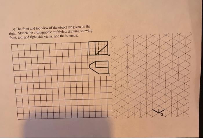 Solved 3) The front and top view of the object are given on | Chegg.com