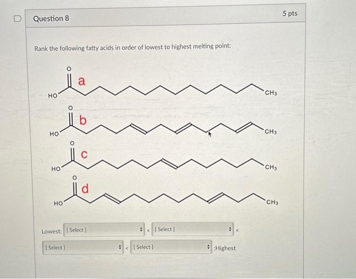 Solved Rank the following fatty acids in order of lowest to | Chegg.com
