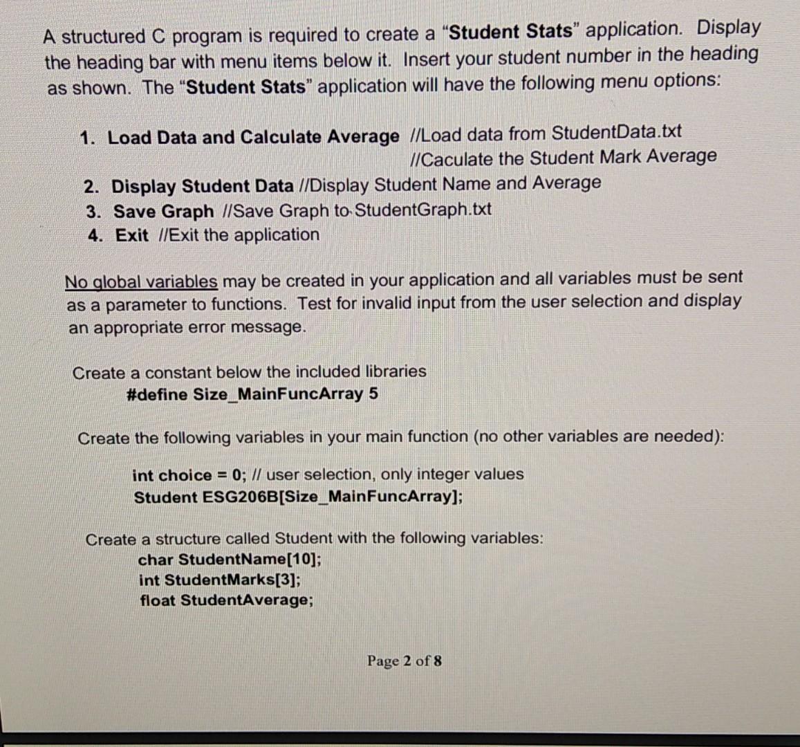 Solved A structured C program is required to create a | Chegg.com