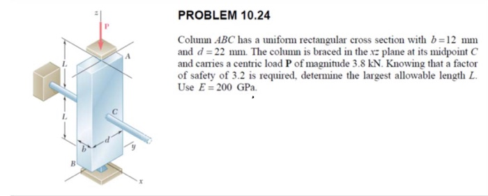 Solved PROBLEM 10.24 Column ABC has a uniform rectangular | Chegg.com