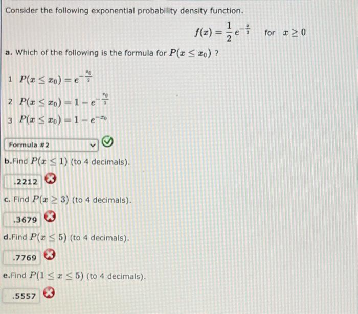 Solved Consider the following exponential probability | Chegg.com