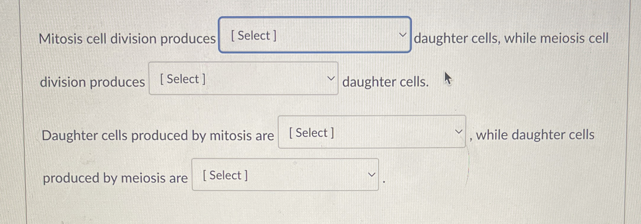 Solved Mitosis cell division produces ﻿daughter cells, | Chegg.com