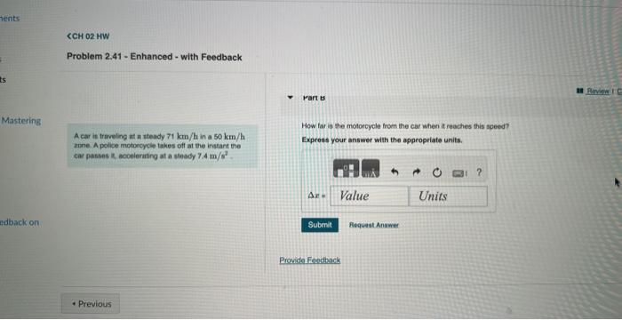 Solved Problem 2,41 - Enhanced - with Feedback PartA A car | Chegg.com