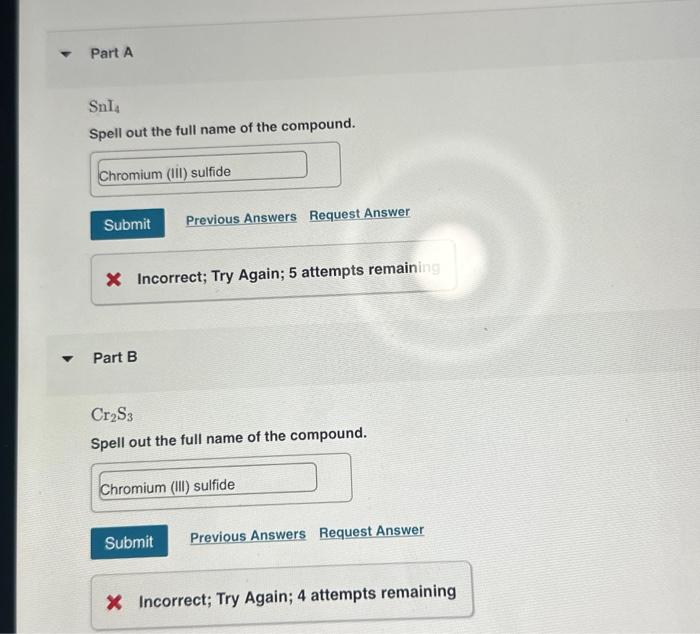 SnI4 Spell out the full name of the compound. ג | Chegg.com