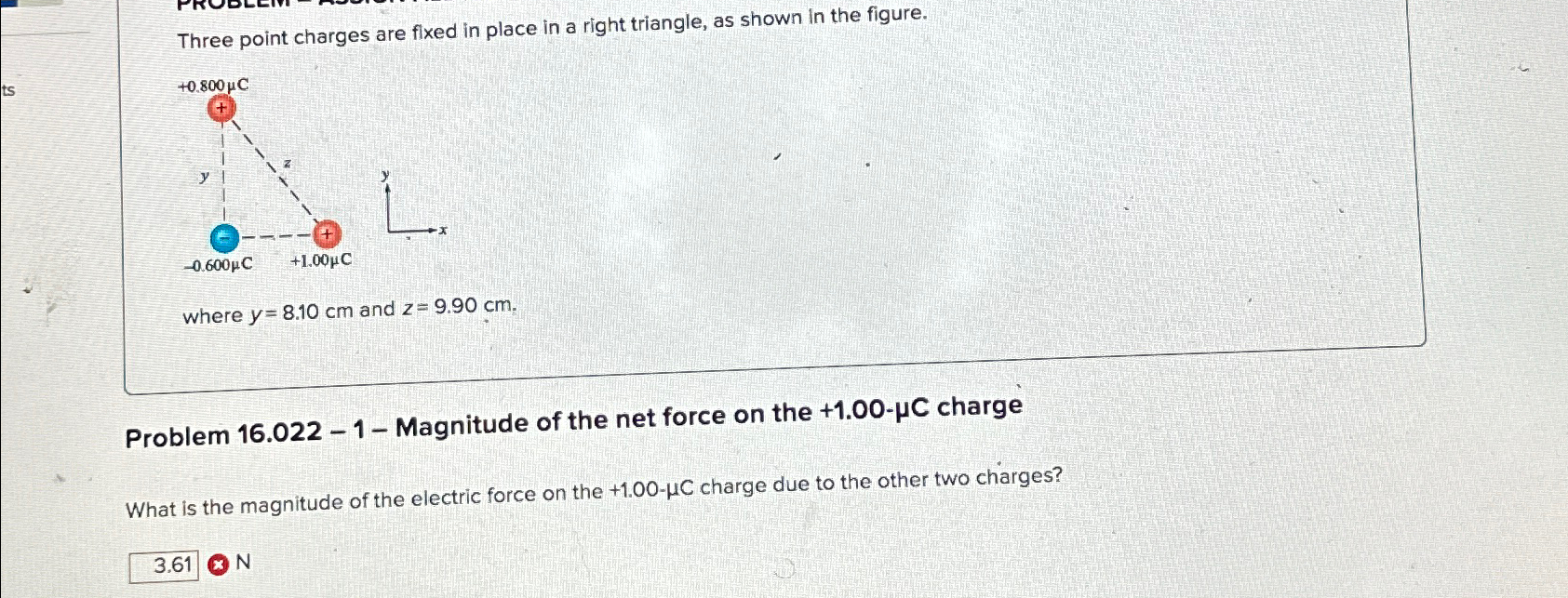 Solved Three point charges are fixed in place in a right | Chegg.com