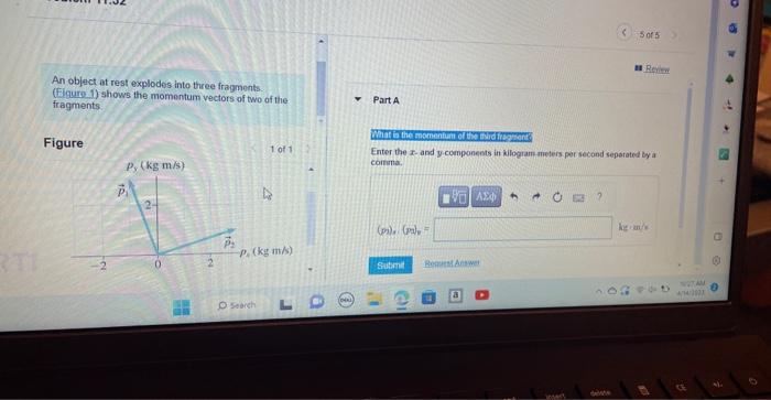 Solved An object at rest explodes into three fragments. | Chegg.com