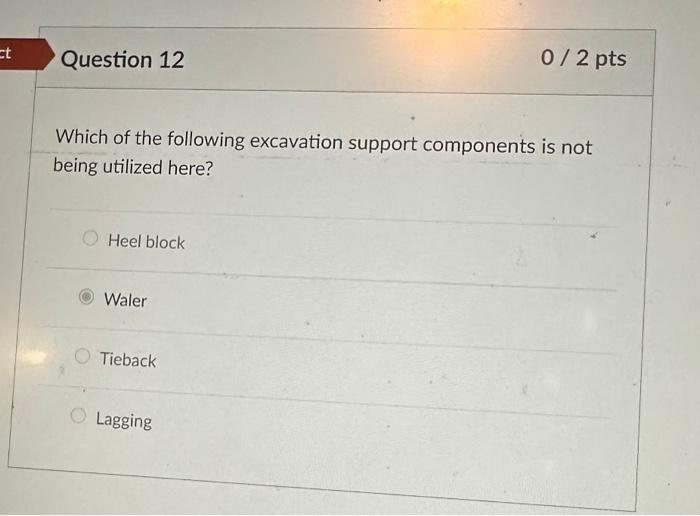 Solved Which of the following excavation support components | Chegg.com