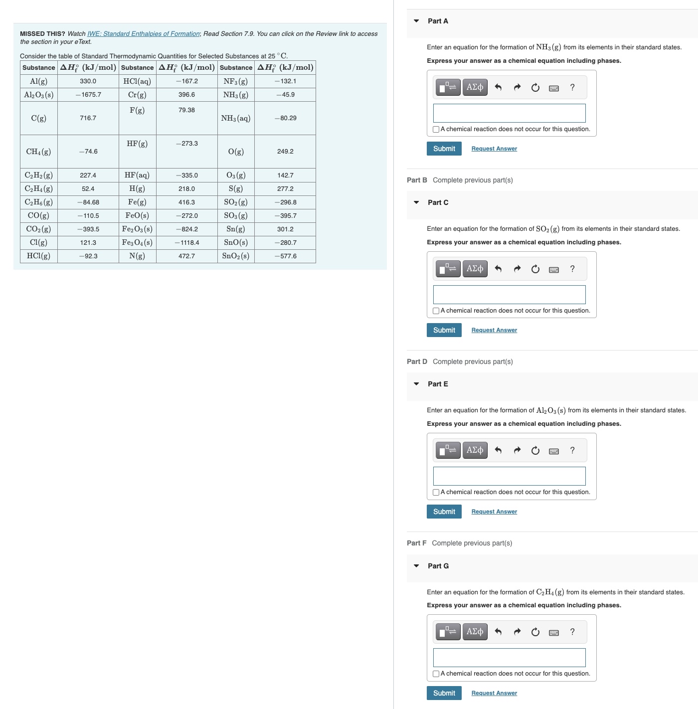 Solved Consider the table of Standard Thermodynamic | Chegg.com