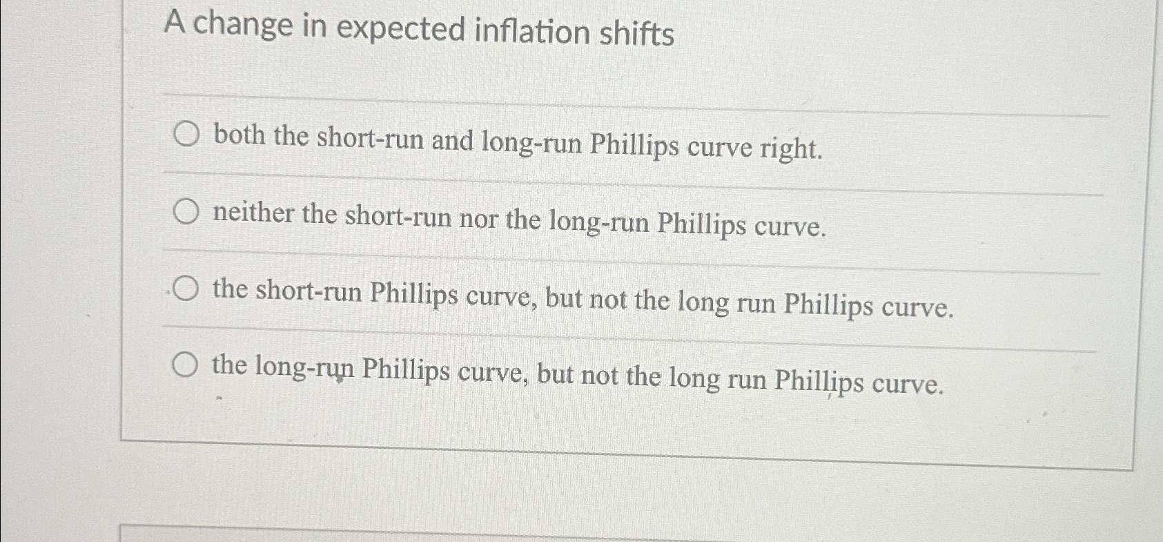Solved A change in expected inflation shiftsboth the | Chegg.com