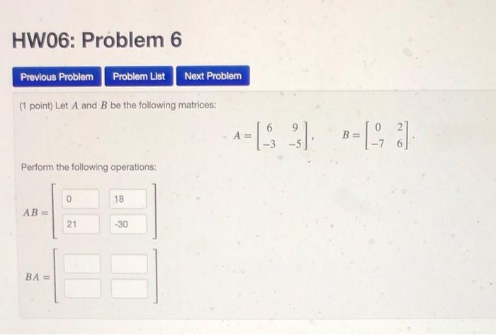 Solved HW06: Problem 6 Previous Problem Problem List Next | Chegg.com