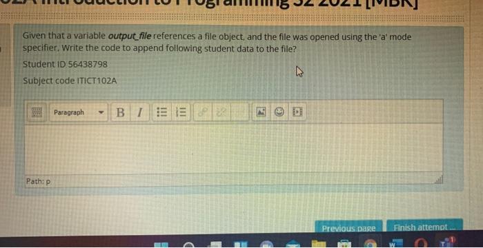 Solved Given That A Variable Output File References A File 3106