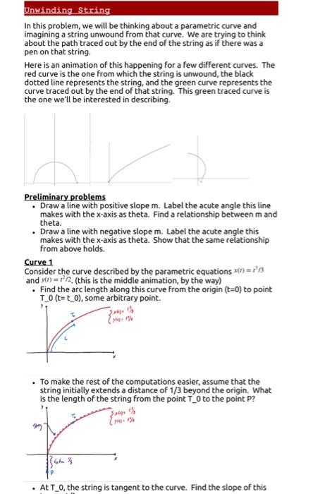 Unwinding string In this problem, we will be thinking | Chegg.com