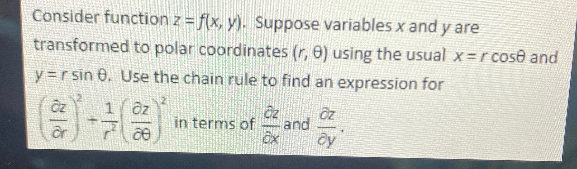 Solved Consider function z=f(x,y). ﻿Suppose variables x ﻿and | Chegg.com