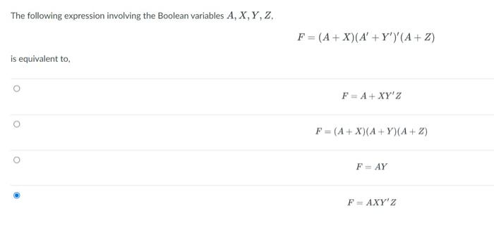 Solved The following expression involving the Boolean | Chegg.com