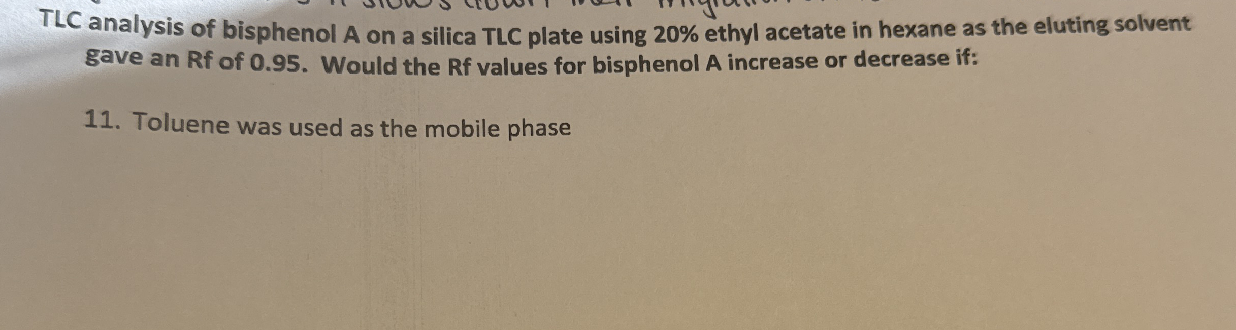 Solved TLC analysis of bisphenol A on a silica TLC plate | Chegg.com