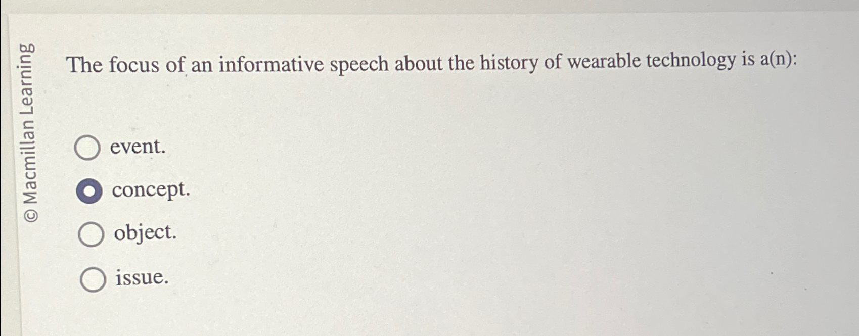 Solved The focus of an informative speech about the history | Chegg.com