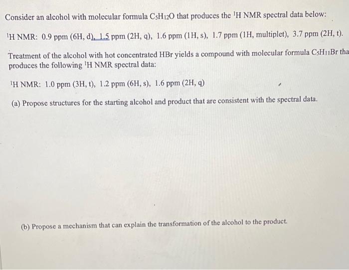 Solved Consider an alcohol with molecular formula CsH120 | Chegg.com