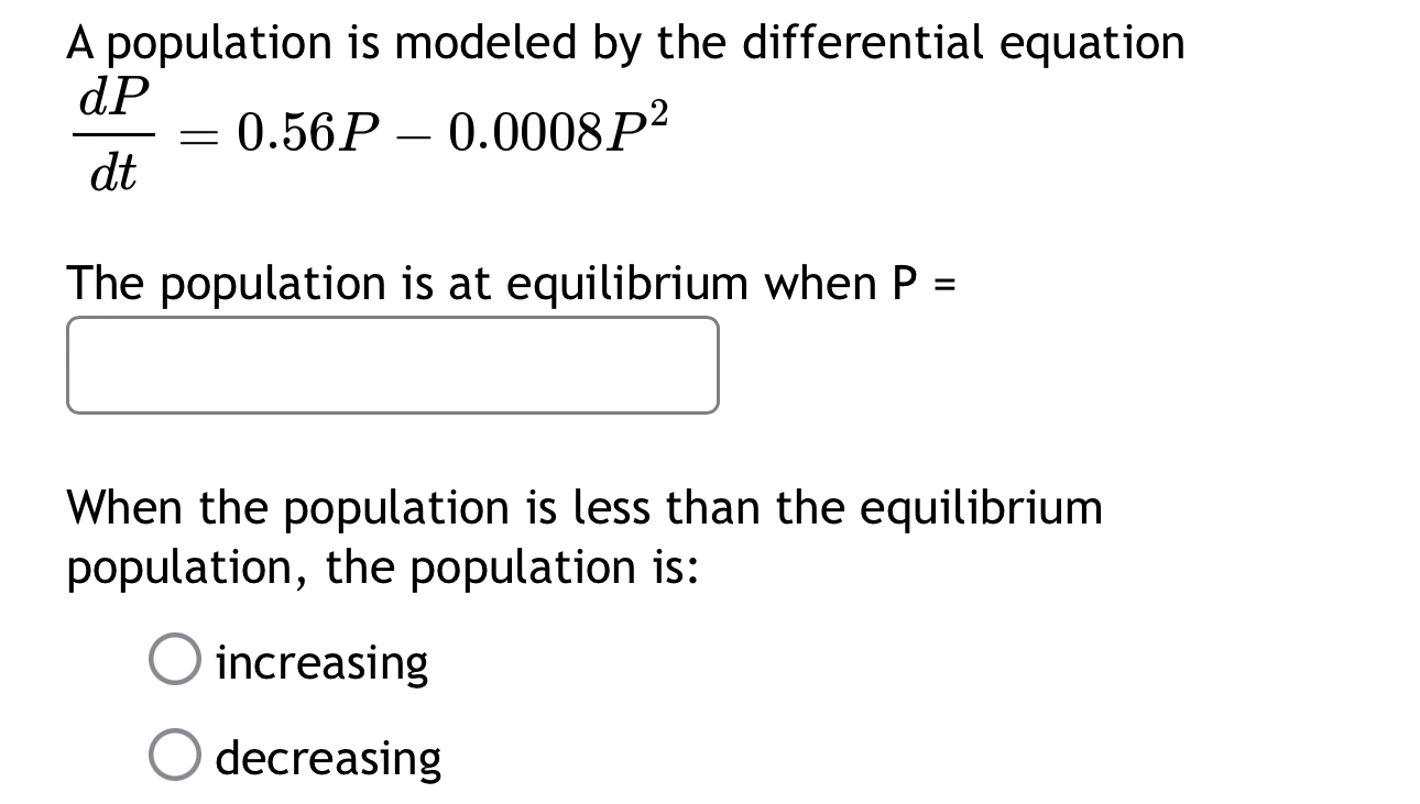 Solved A population is modeled by the differential | Chegg.com
