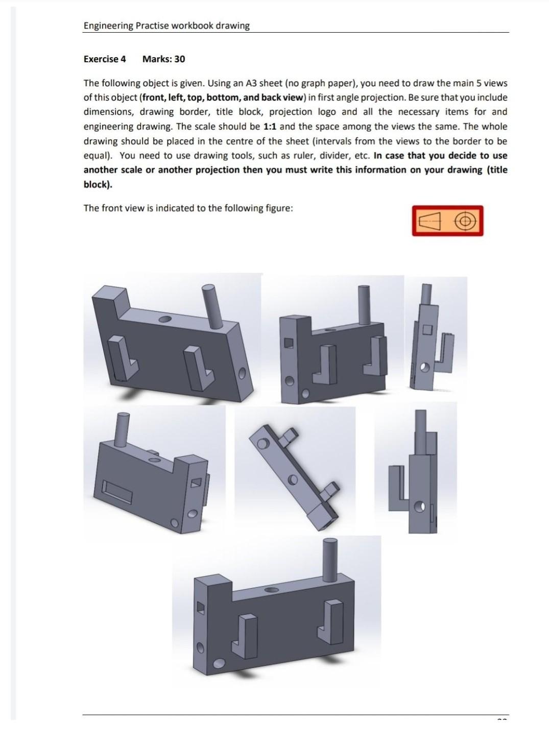 Solved Engineering Practise workbook drawing Exercise 4 | Chegg.com