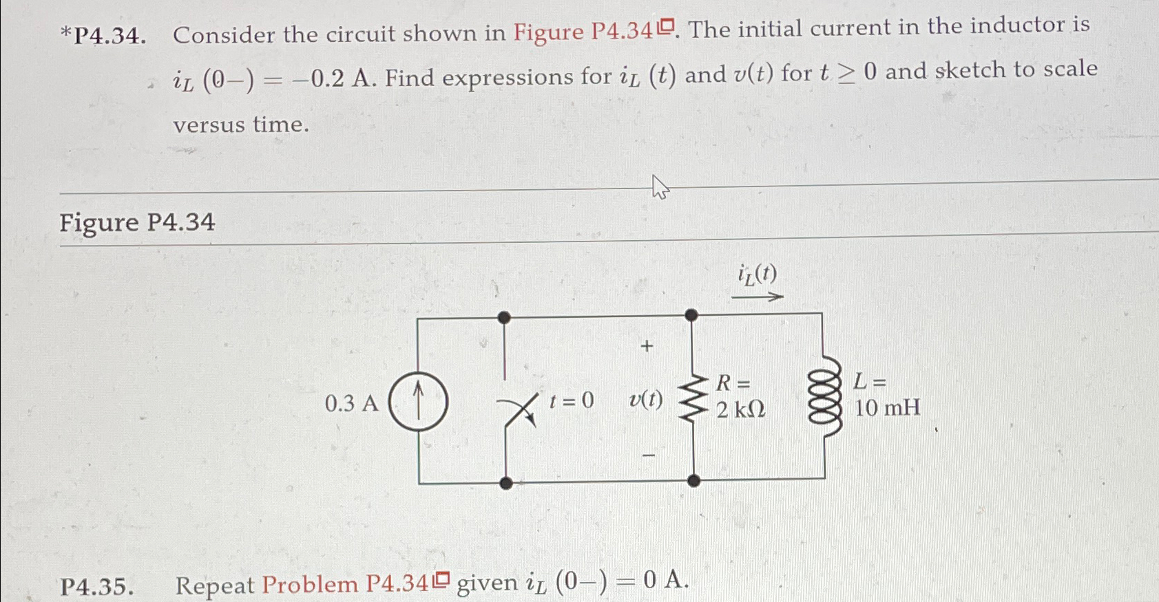 *P4.34. ﻿Consider the circuit shown in Figure P4.34 . | Chegg.com