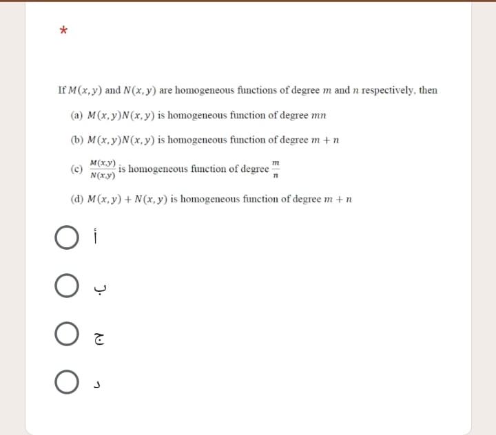 Solved If M(x,y) ﻿and N(x,y) ﻿are homogeneous functions of | Chegg.com