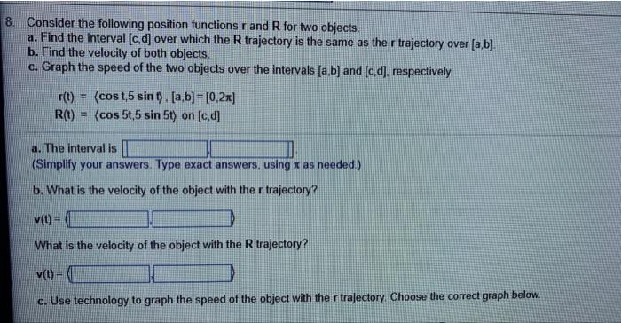 Solved Consider the following position functions r and R for | Chegg.com