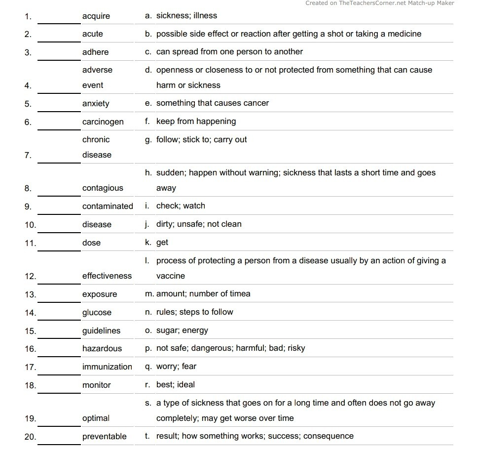 Solved Created on TheTeachers Corner.net Match-up Maker 1. | Chegg.com