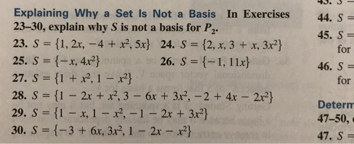 Solved 44. S = 45. S = for 46. S = Explaining Why a Set Is | Chegg.com