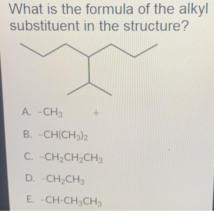 Solved What is the formula of the alkyl substituent in the | Chegg.com