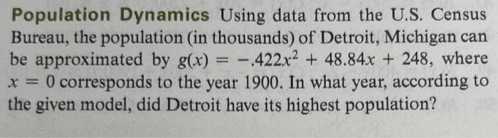Solved Population Dynamics Using data from the U.S. Census | Chegg.com