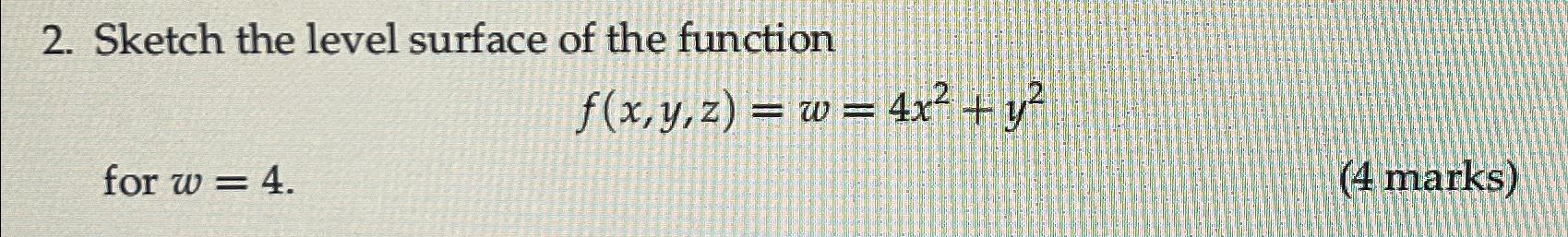 Solved Sketch the level surface of the | Chegg.com