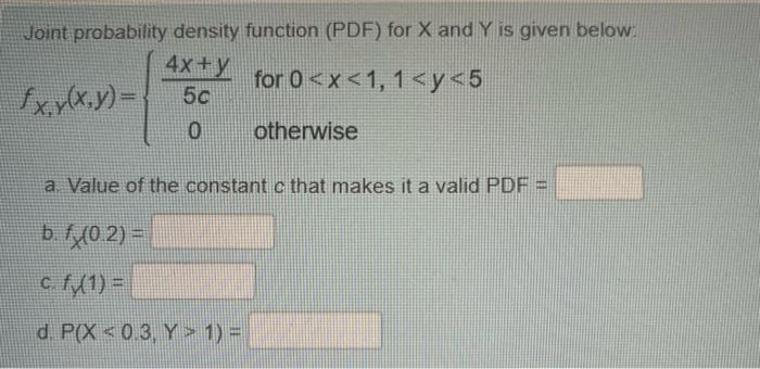 Solved Joint probability density function (PDF) for X and Y | Chegg.com