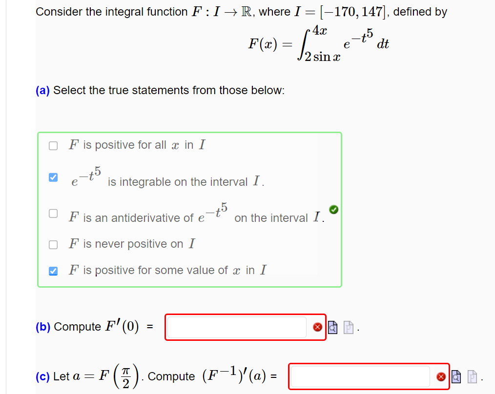 Solved Consider the integral function F:I→R, ﻿where | Chegg.com