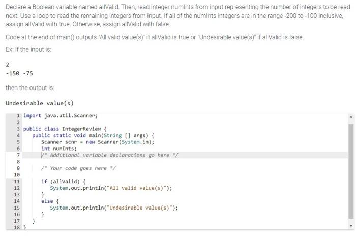 Solved In Java Declare A Boolean Variable Named Allvalid Chegg