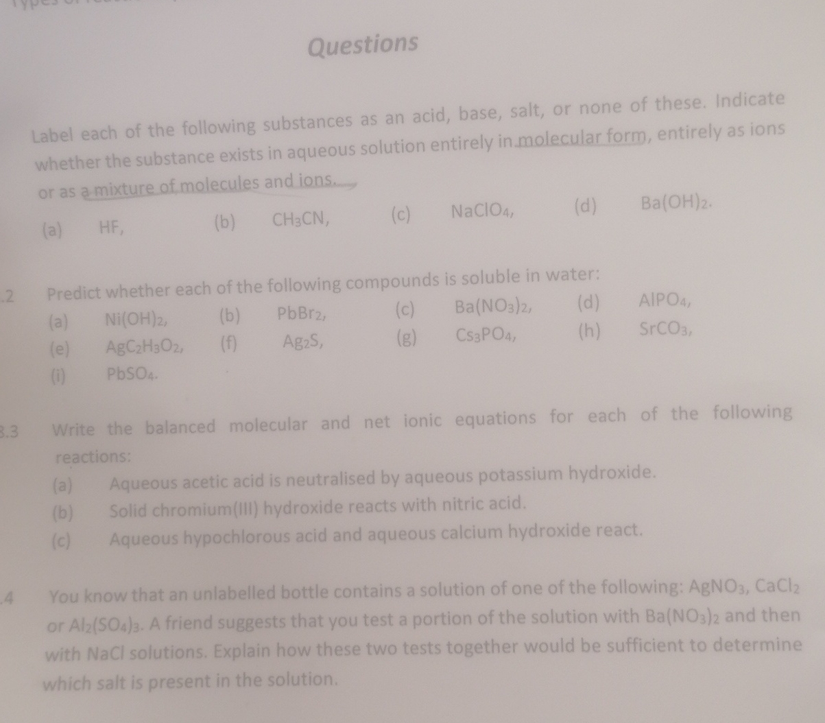 Solved QuestionsLabel each of the following substances as an | Chegg.com