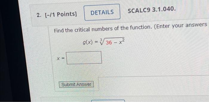 Solved 2. [-/1 Points] DETAILS SCALC9 3.1.040. Find the | Chegg.com